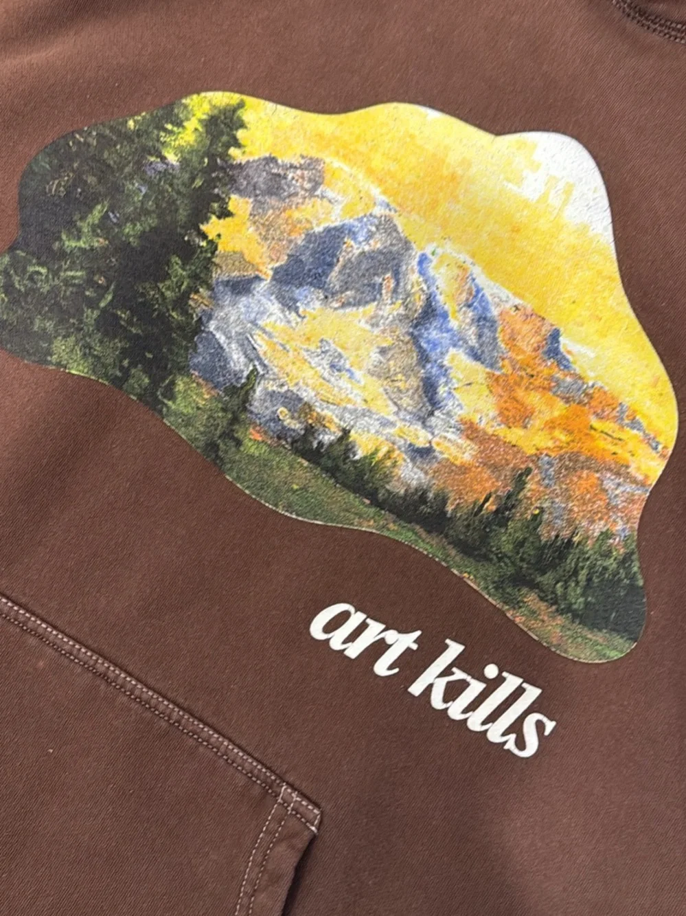 anthem moments | Shirts | Brown Graphic Mountain Hoodie With Art Kills ...
